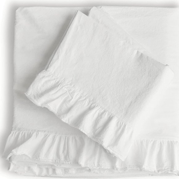 Piu Belle | Bedding | Piu Belle Shabby Chic Ruffled Cotton Sheet Set ...